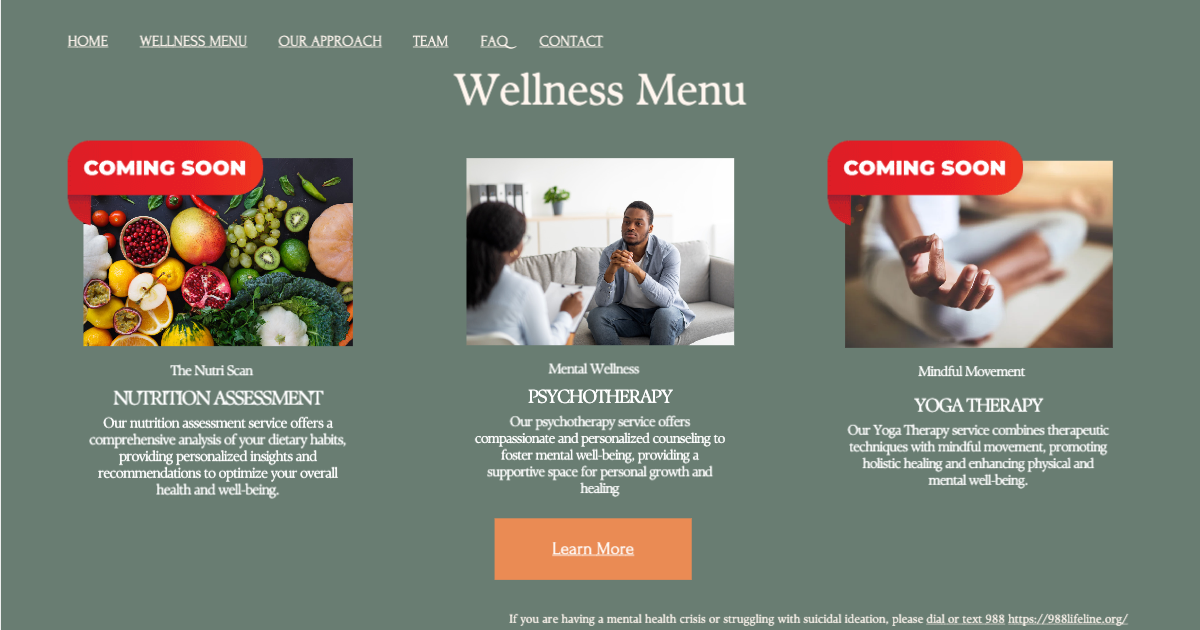 Wellness Menu